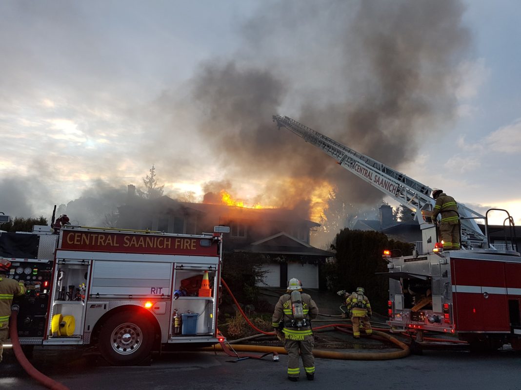 Family of four left homeless after fire destroys Central Saanich home