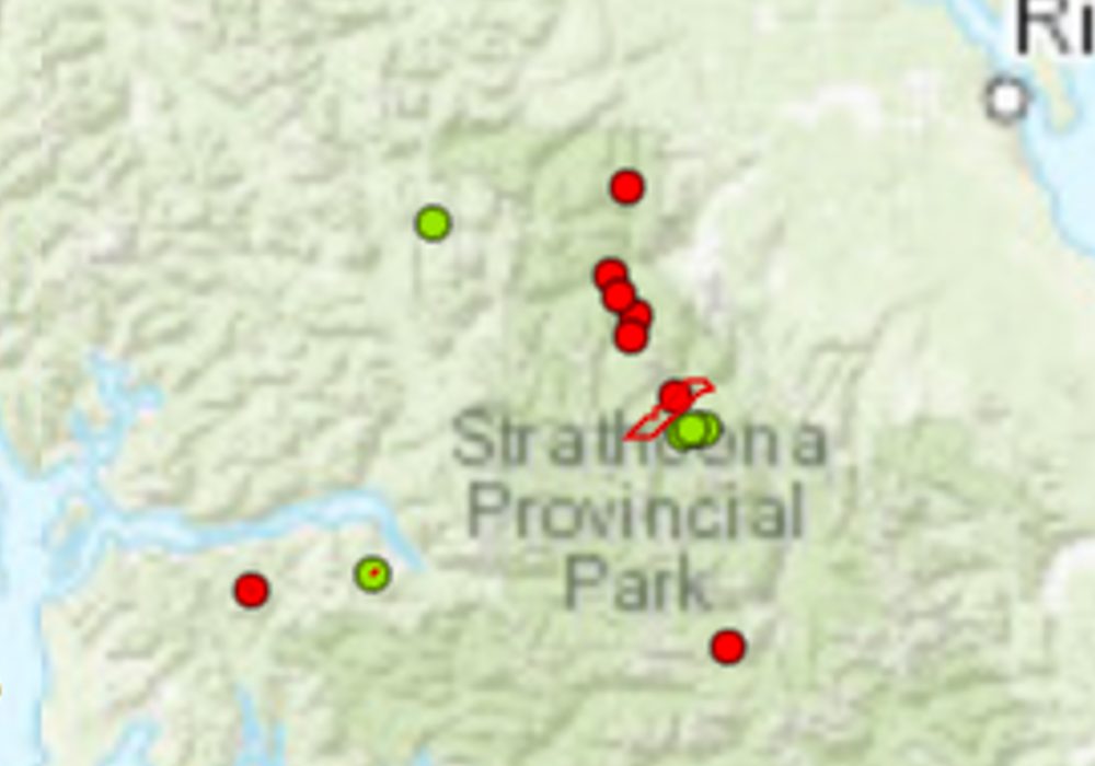 Six more ‘out of control’ wildfires flare up in Strathcona Provincial Park