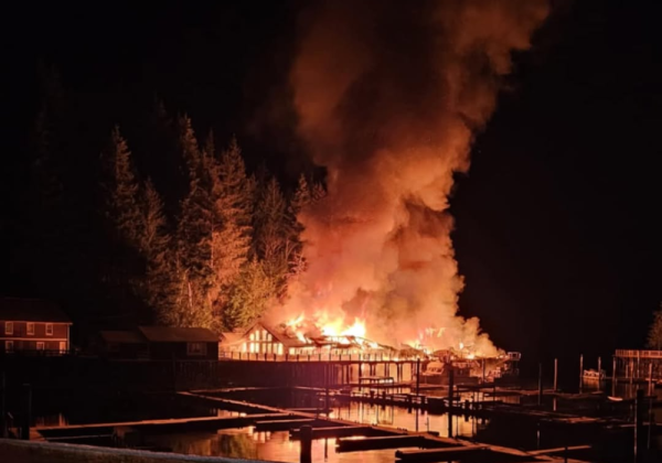 ‘Devastating loss’: Historic boardwalk at Telegraph Cove goes up in flames