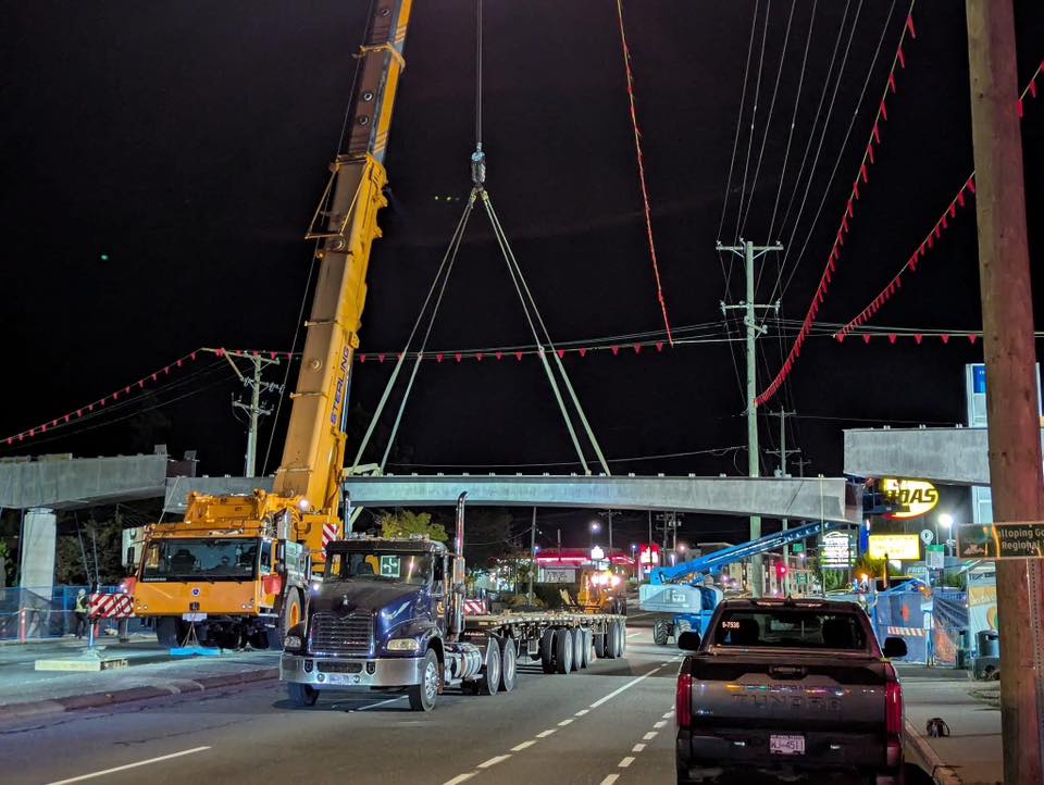 Galloping Goose bridge taking shape over Island Highway in Colwood