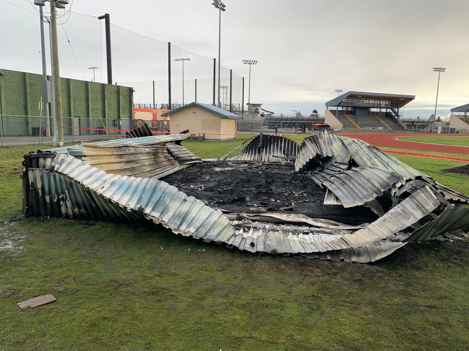 Suspicious early morning fire damages storage shed at Nanaimo stadium